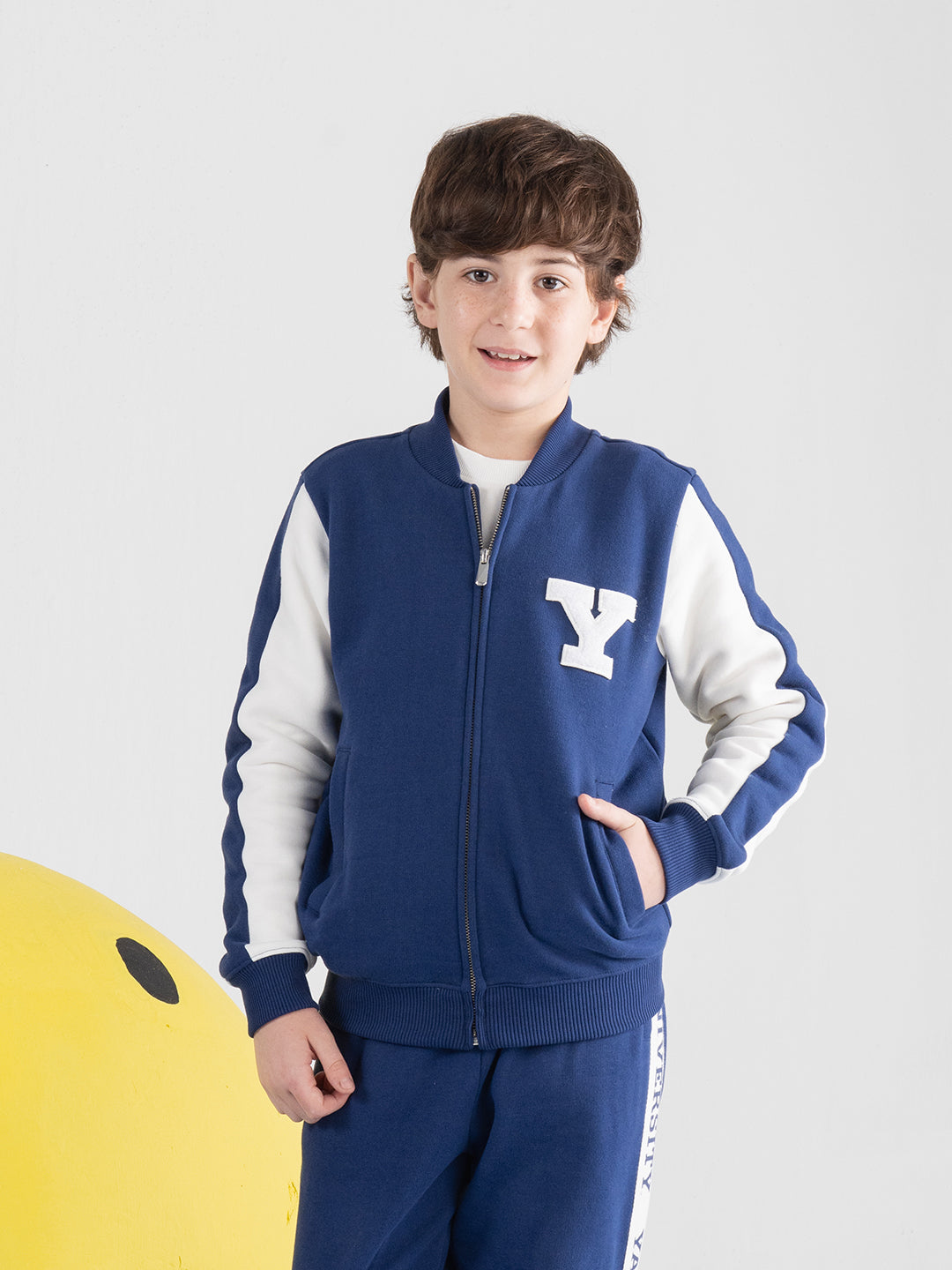 Navy Blue Yale Embroidered Jacket – Spunkies